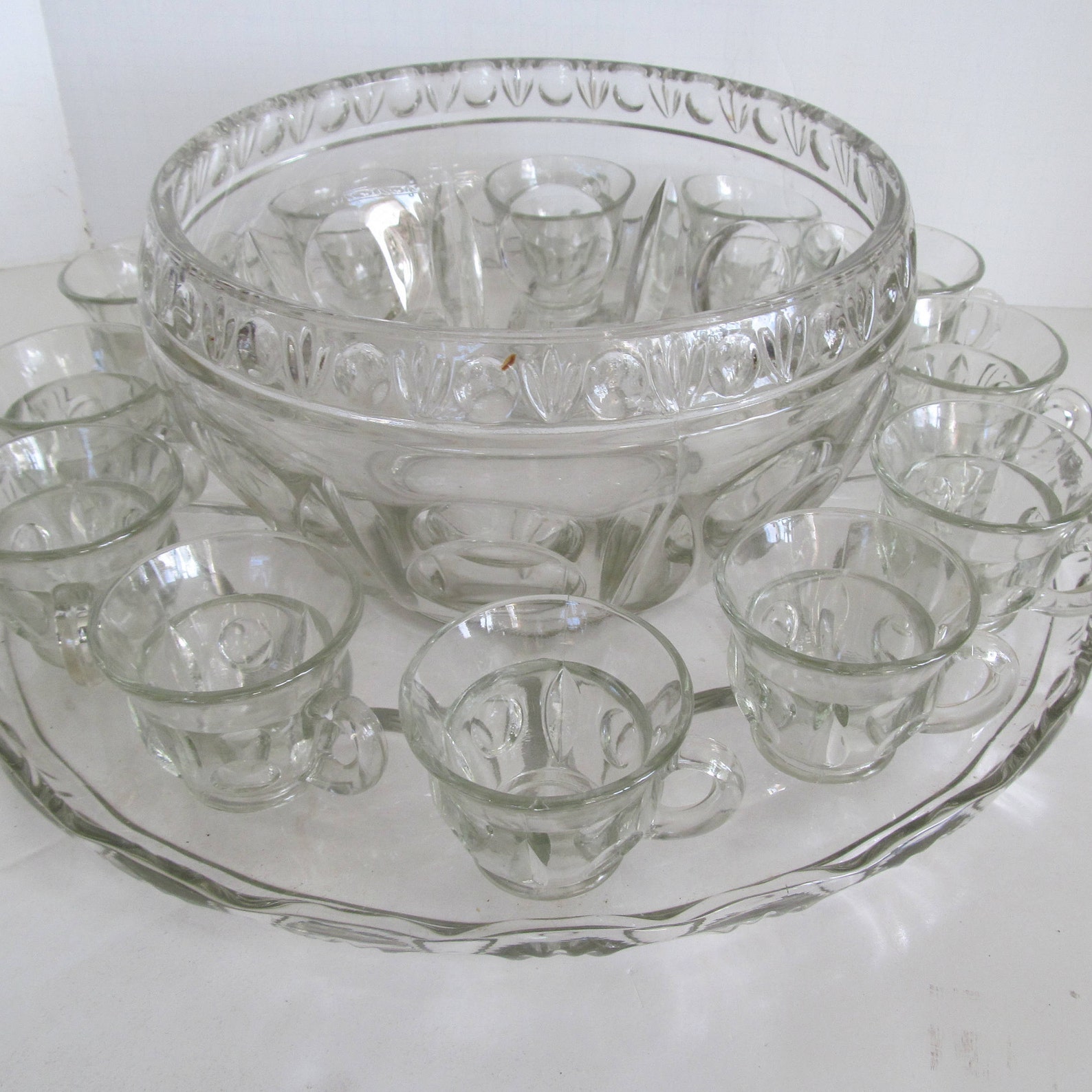 Large Punch Bowl Sets Brunch Tableware Punch Bowl Set Holiday - Etsy