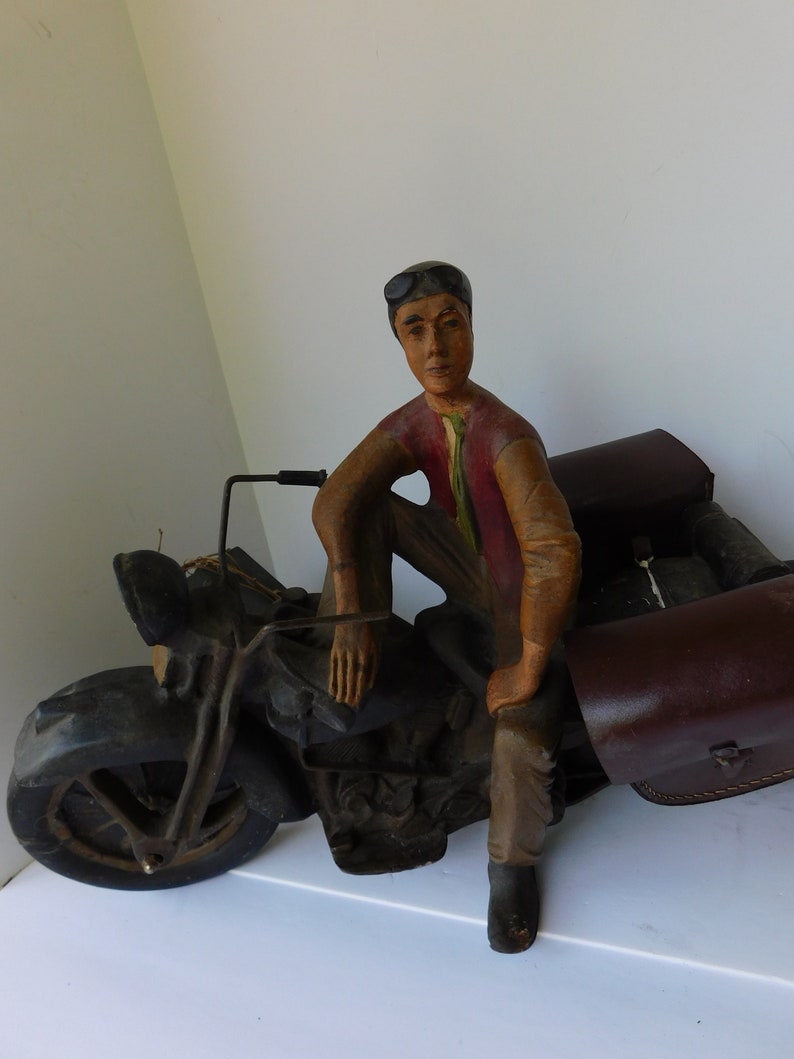 Huge Antique Motorcycle Rider Statue Motorcycle Gift for Him - Etsy