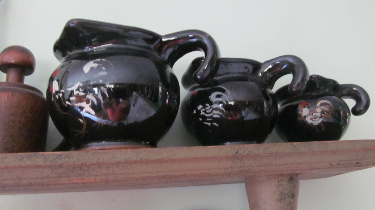 Trio Redware Pottery Rooster Measuring Cups Pottery Pitcher - Etsy