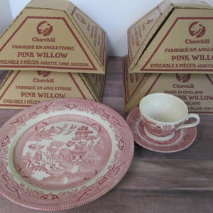 Pink Willow Set 3 Pc Place Settings Churchill Pink Willow China Plate ...