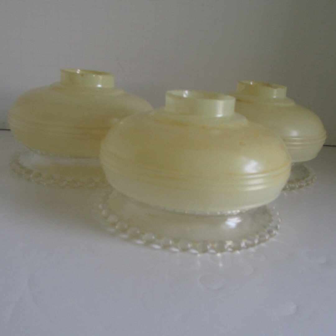 Art Deco Glass Lamp Shades Candlewick Glassware Pastel Yellow Lamps ...