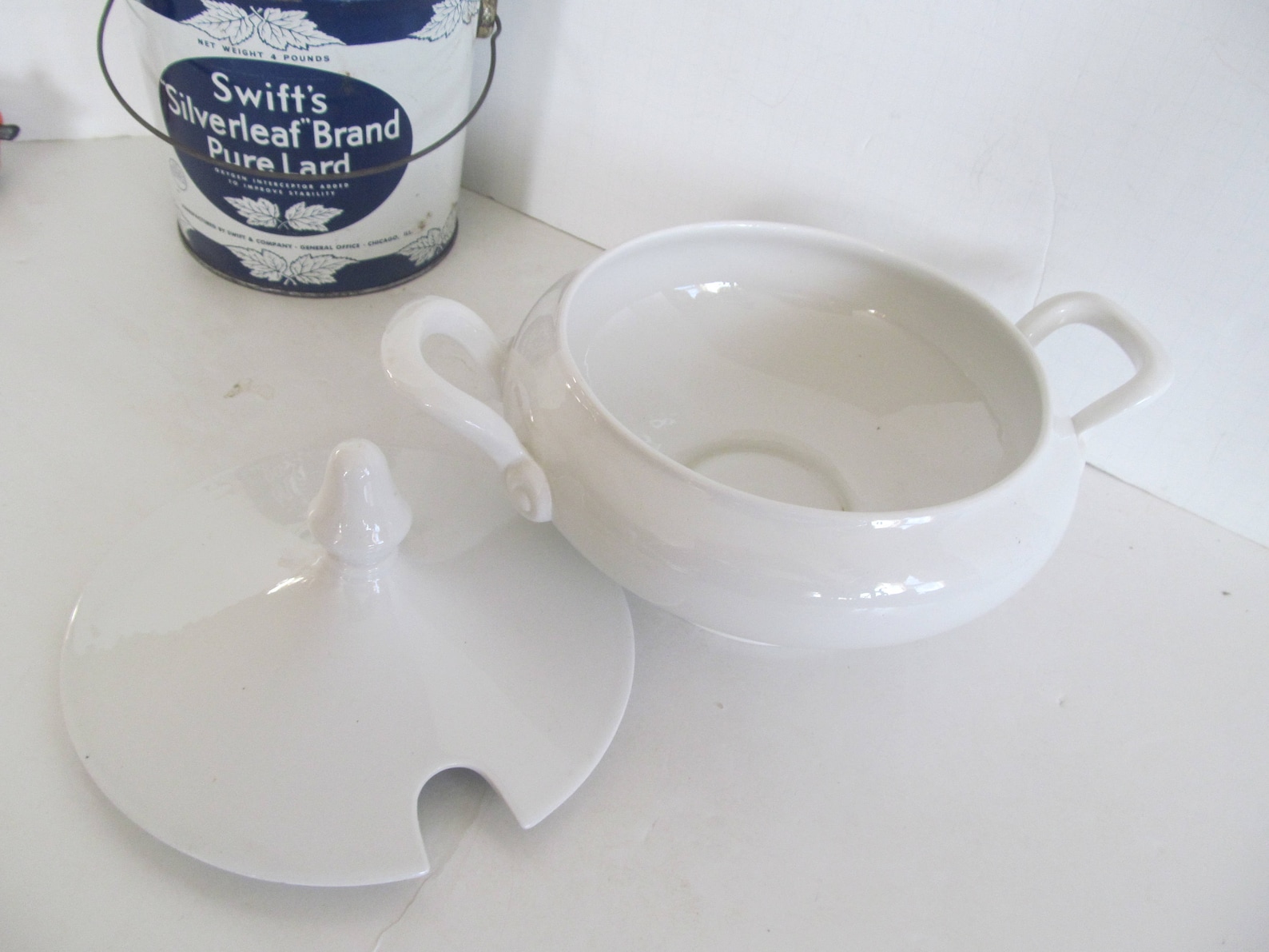 Pure White Tureen White Porcelain Covered Compote Bowl Antique ...