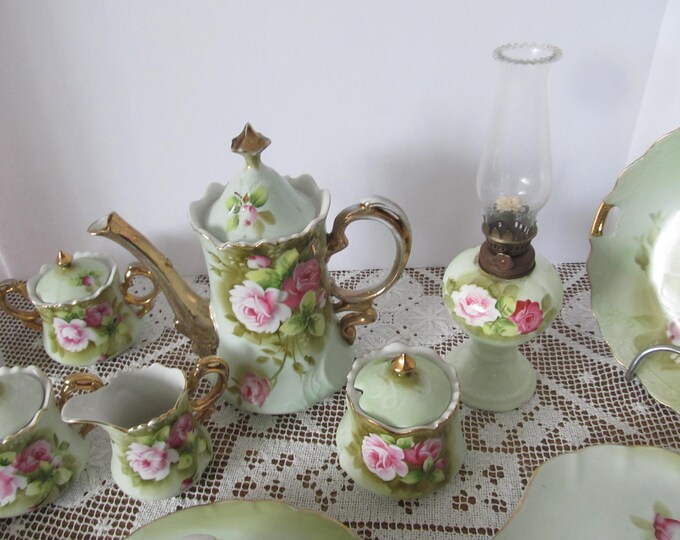 Lefton Hurricane Oil Lamp #4169 Lefton Heritage Rose Pattern ...