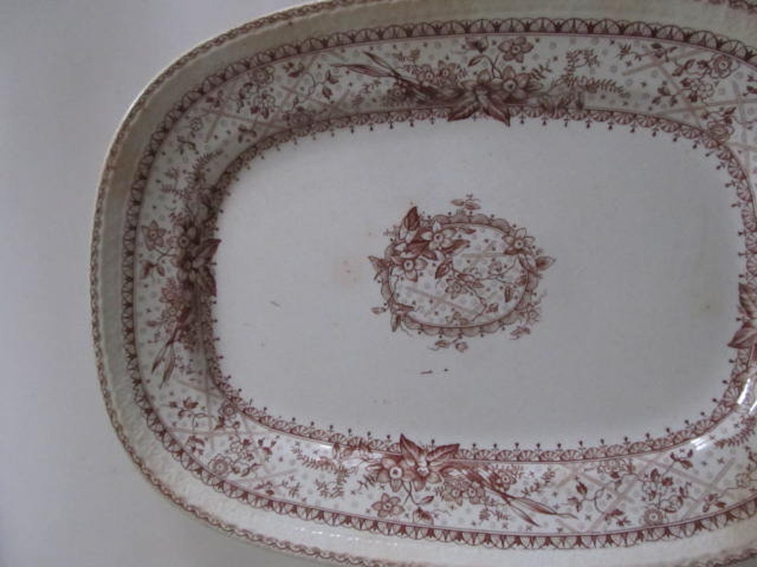 Brown Transferware Johnson Bros Lace England Platter Brown and White ...