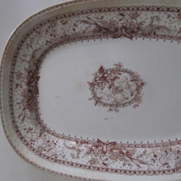 Brown White China Platter - Etsy