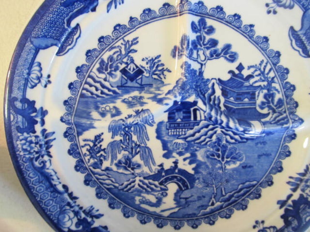 Blue White Divided Plate Oriental Blue Willow Blue White Plates Blue ...