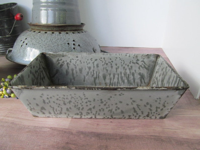 Lovely Enamelware Bread Pan Gray Granite Ware Bread Pans Loaf - Etsy