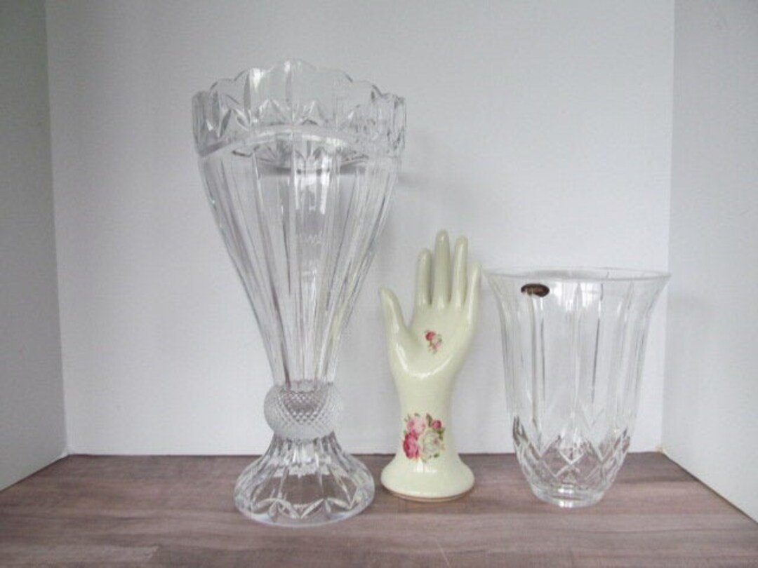 XL Tall Crystal Vase Cut Glass Vase Lead Crystal Clear Glass Vase Large ...