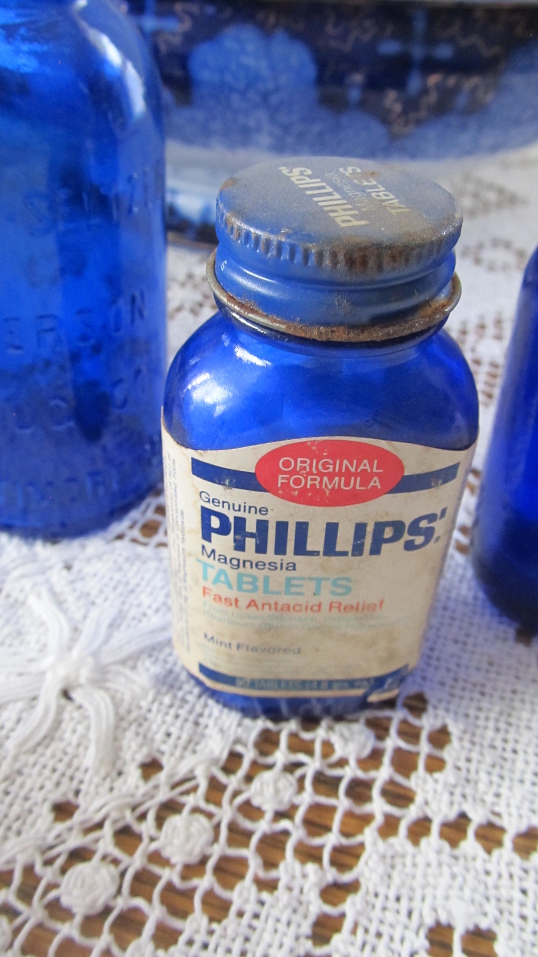 Vintage General Phillips Magnesium Bottle Cobalt Blue Glass Bottle Bath ...