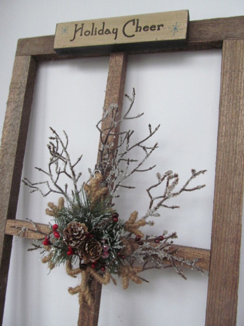 Primitive Window Frame Decor Burlap Snowflake Primitive Wall - Etsy