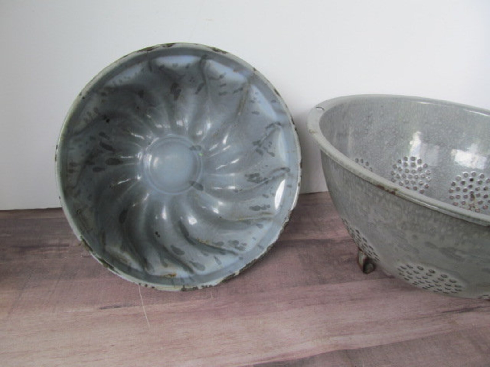 Gray Granite Ware Jello Mold Gray Enamel Ware Primitive Home - Etsy