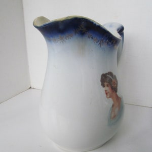 Lovely Lady Portrait Pitcher Lady Portrait Blue and White China ...