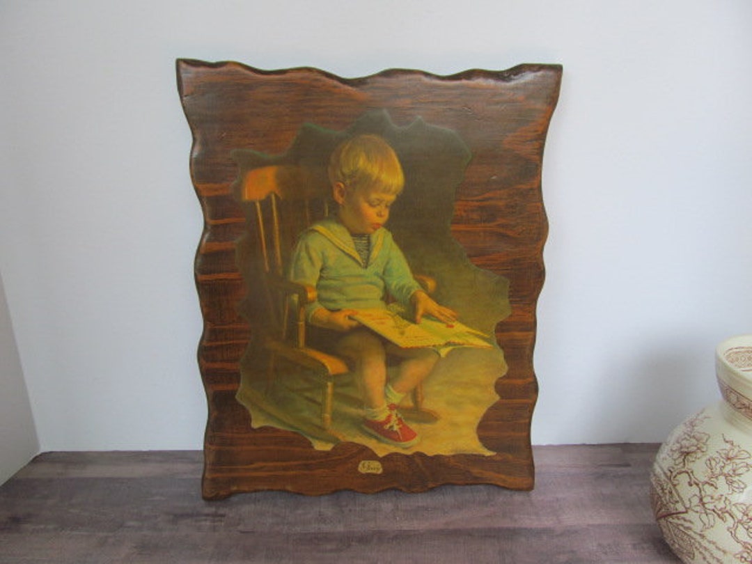 Boy Named Gary Wall Decor Picture of Gary Wooden Rocking Chair Reading ...