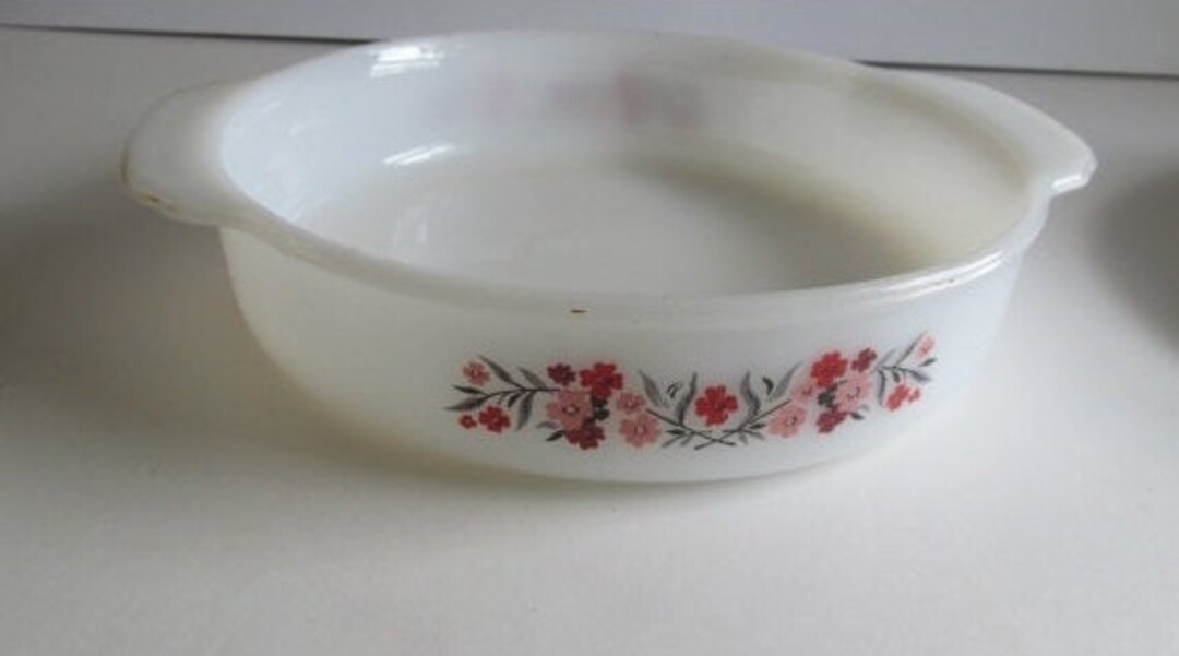 Primrose Fire King 1950s Milk Glass Casserole Dish Mid Century Glass ...