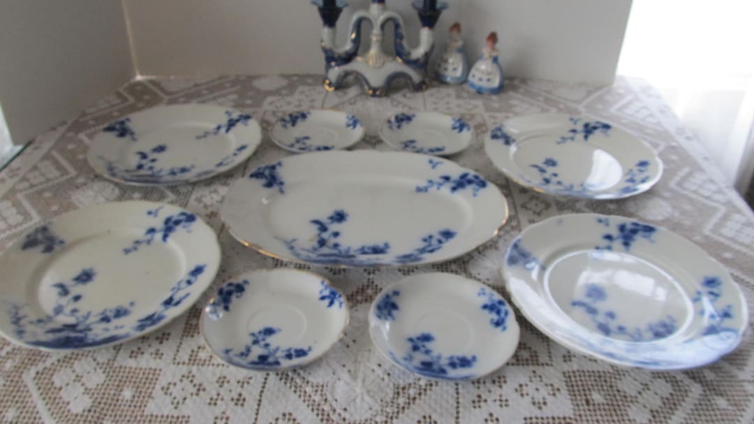 Antique Flow Blue Grindley Duchess Pattern Dinnerware Plate Platter ...
