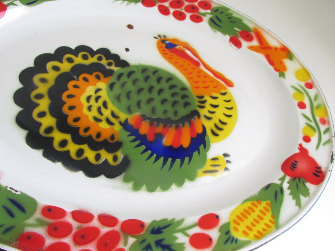 Tom Turkey French Enamelware Platter Antique Farmhouse Kitchen | Etsy