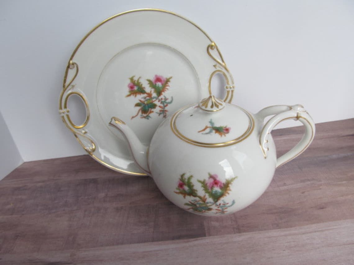 Service for 8 Haviland Limoges Tea Set Antique Moss Rose | Etsy