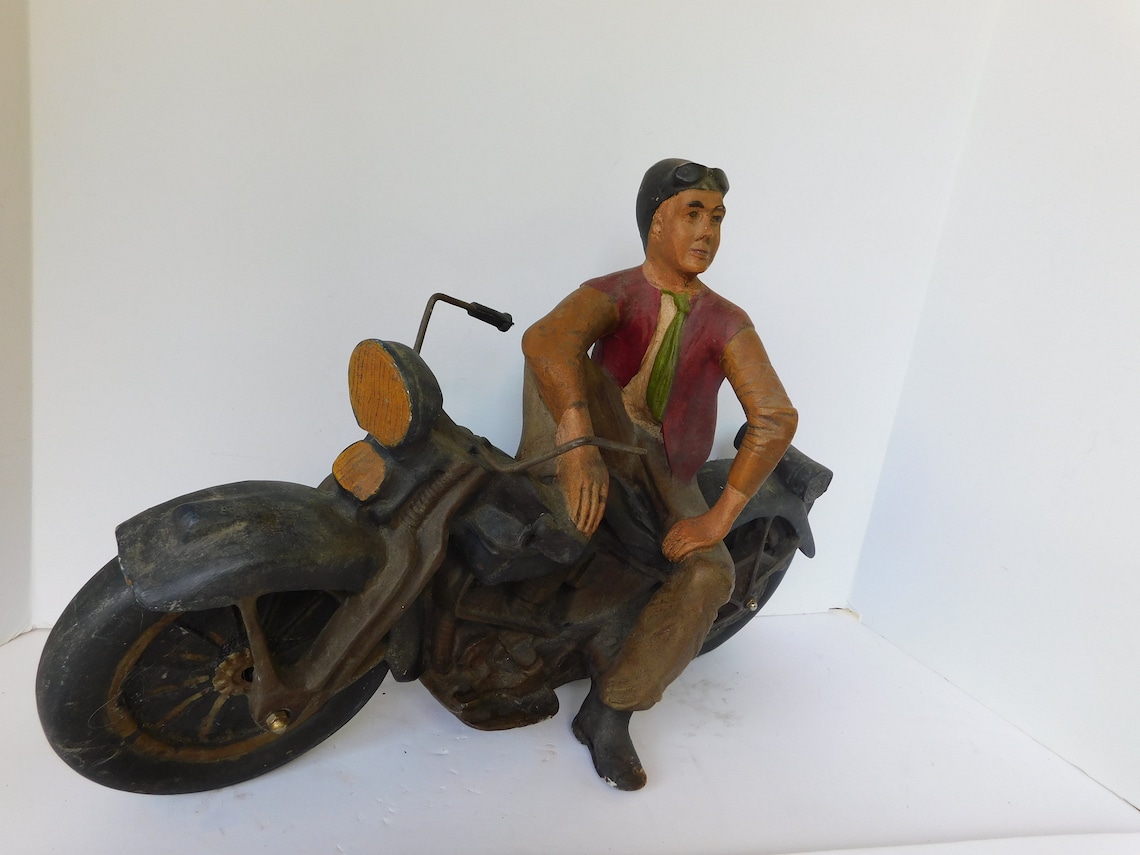 Huge Antique Motorcycle Rider Statue Motorcycle Gift for Him | Etsy