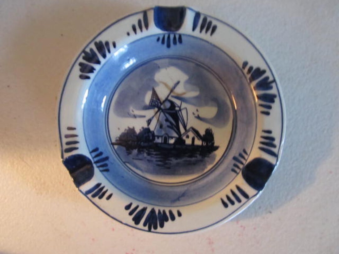 Blue Delft Blue Holland Ashtray Holland Windmills Blue Delft Home Decor ...