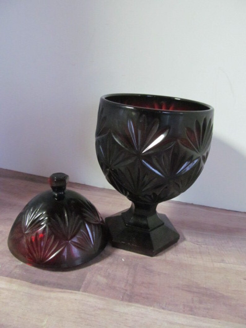 Ruby Glass Candy Dish Lidded Avon Egg Shaped Candy Dish - Etsy