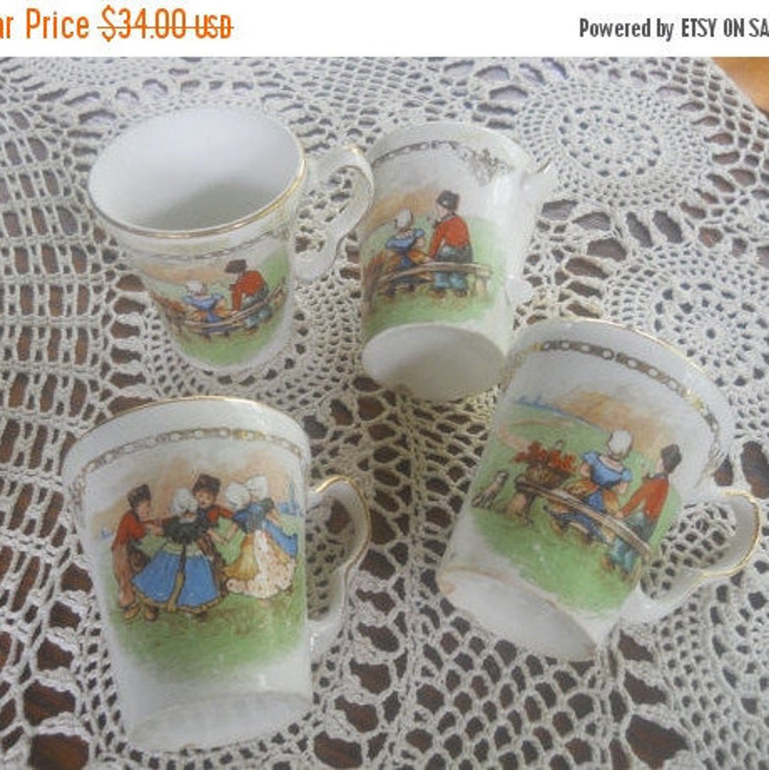 1800s Tea Cups Tea Party DELFT Tea Cups HOLLAND Children Cups Quimper ...