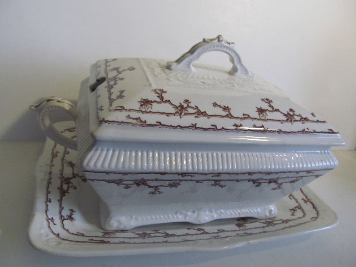Brown Transferware Soup Tureen and Platter Brown Transferware | Etsy