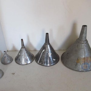 Collection Lot Metal Funnels Screened Funnel Strainer Farmhouse Garage ...