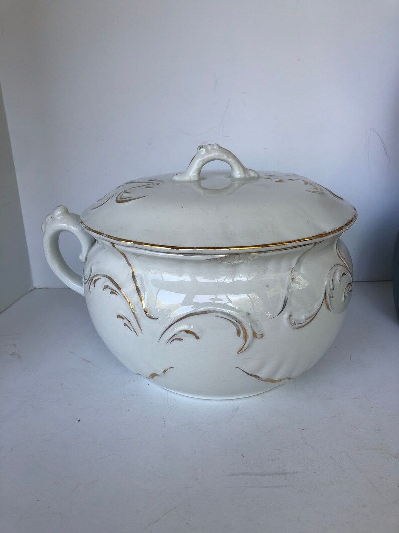 White and Gold Chamber Pot Commode Victorian Vanity Items - Etsy