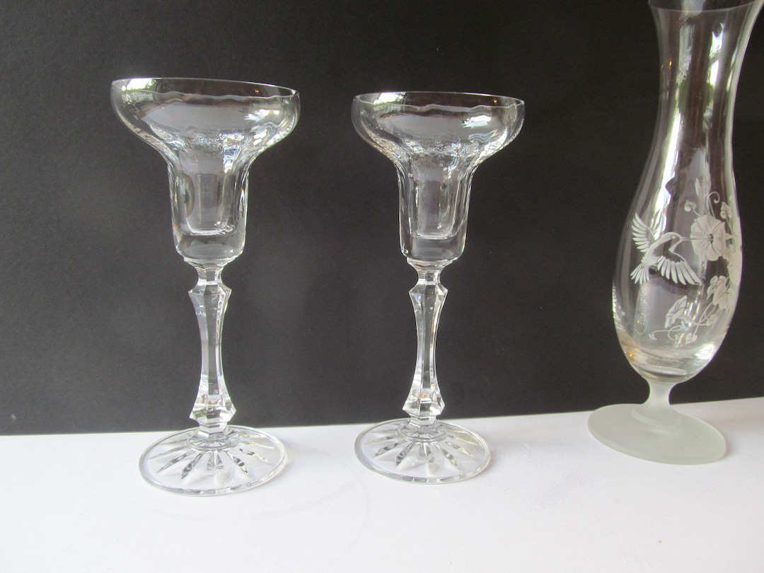 Towle Lead Crystal Candlestick Holders Austria Atomic Starburst Tapered ...