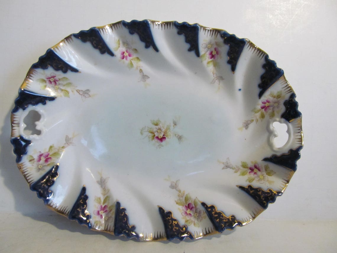 Beautiful Flow Blue Serving Bowl Flow Blue Plate Open Handle | Etsy