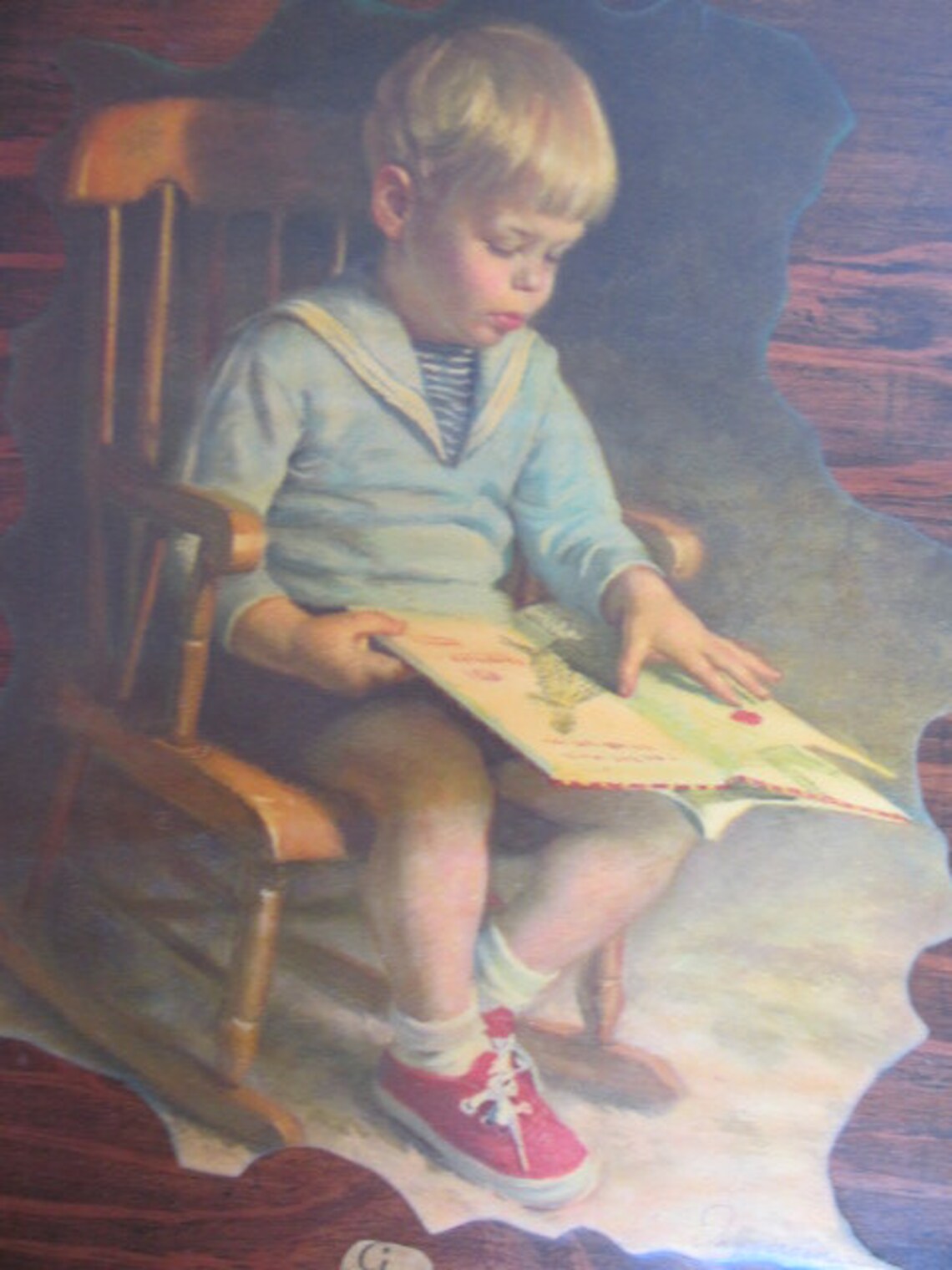 Boy Named Gary Wall Decor Picture of Gary Wooden Rocking Chair Reading ...