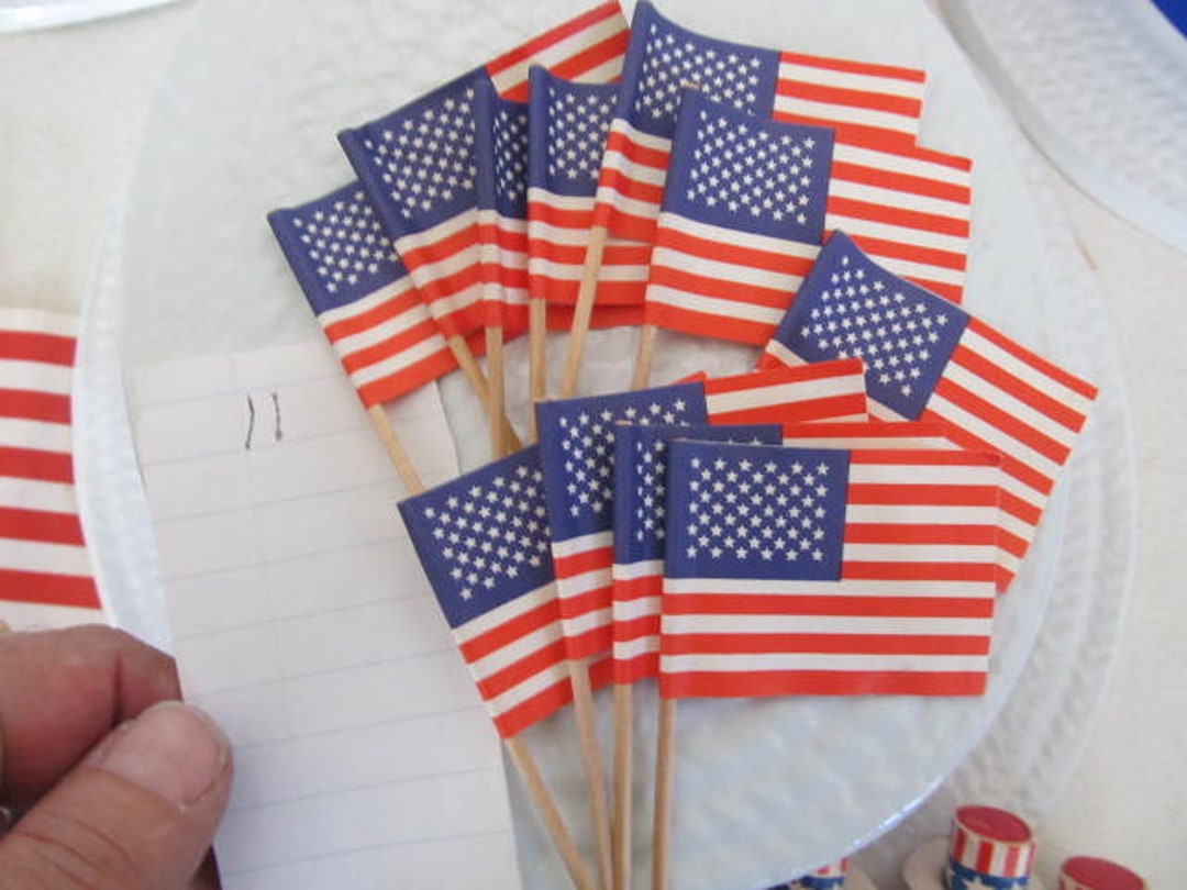 Americana USA Flags Toothpick Flag Toothpicks 4th of July Decor Cupcake ...