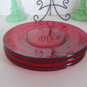 Georgian Thumbprint Ruby Red Plates Red Ruby Luncheon Plates 4 Oval ...