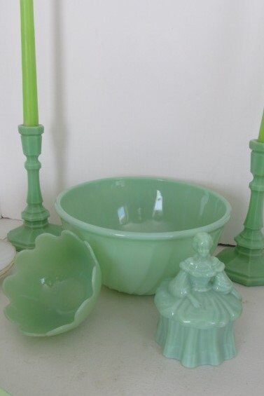 Moser Jadeite COLONIAL WOMAN Powder Jar Half Doll Powder Jar | Etsy