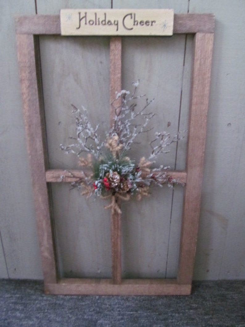 Primitive Window Frame Decor Burlap Snowflake Primitive Wall - Etsy