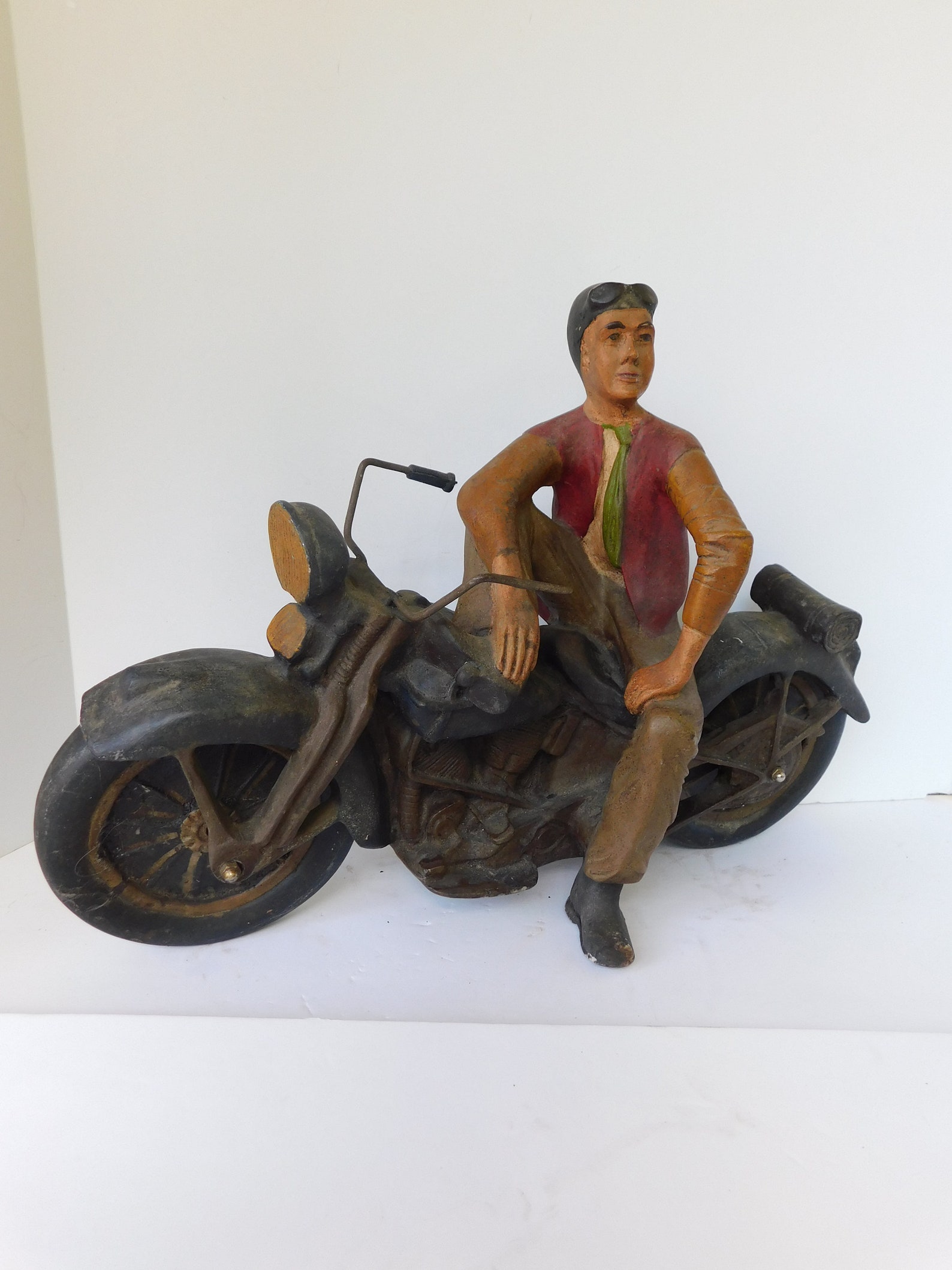 Huge Antique Motorcycle Rider Statue Motorcycle Gift for Him - Etsy
