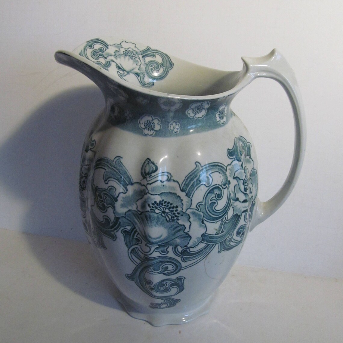 RARE Blue Transferware Pitcher Antique Blue and White - Etsy