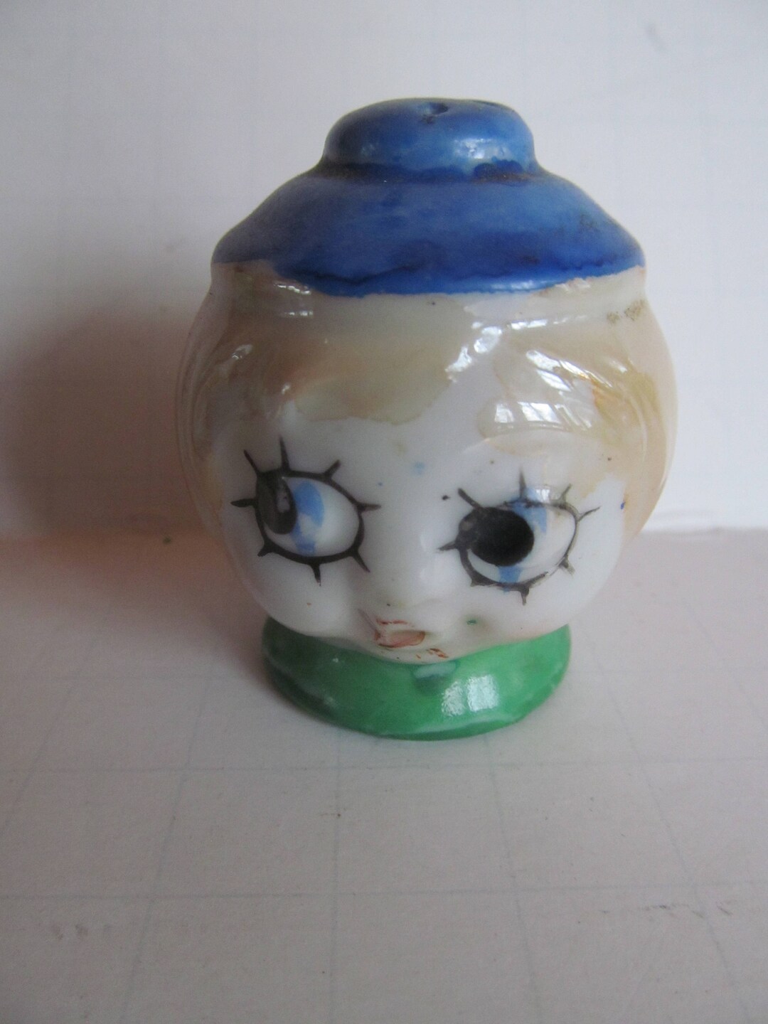 Figural Doll Head Salt Shaker Big Eyes Doll Lusterware Shaker Antique ...