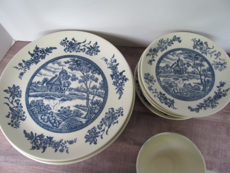 Set of Japan Windmill Blue and White Dinner Plates Mismatch - Etsy