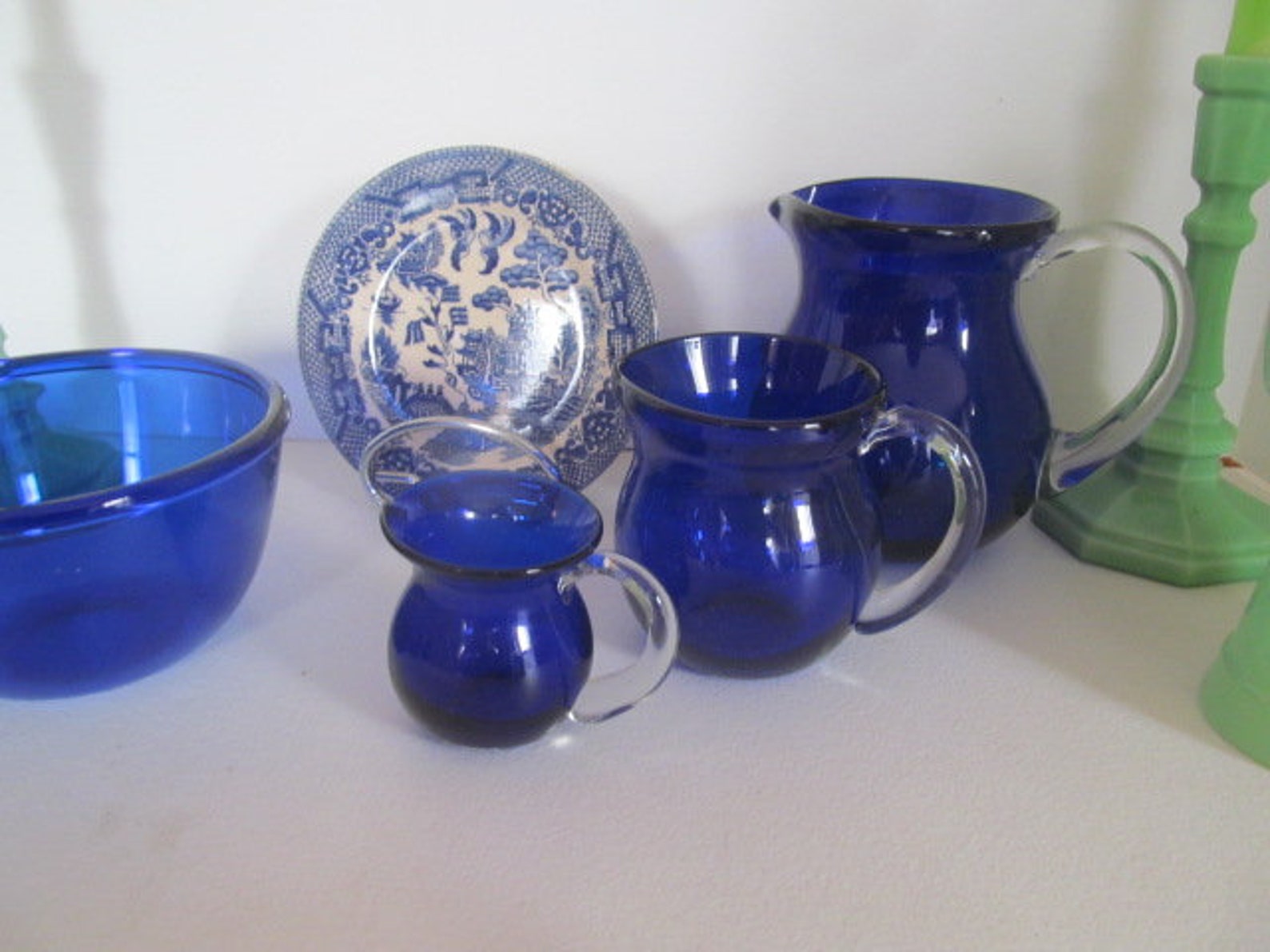 Cobalt Blue Pitchers Set of Blue Glassware Pitches Large Blue - Etsy