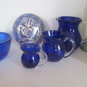 Cobalt Blue Pitchers Set of Blue Glassware Pitches Large Blue Glass ...