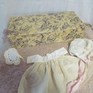 French Linen Covered Box, Cloth Storage Box, Toile Fabric Covered Box ...