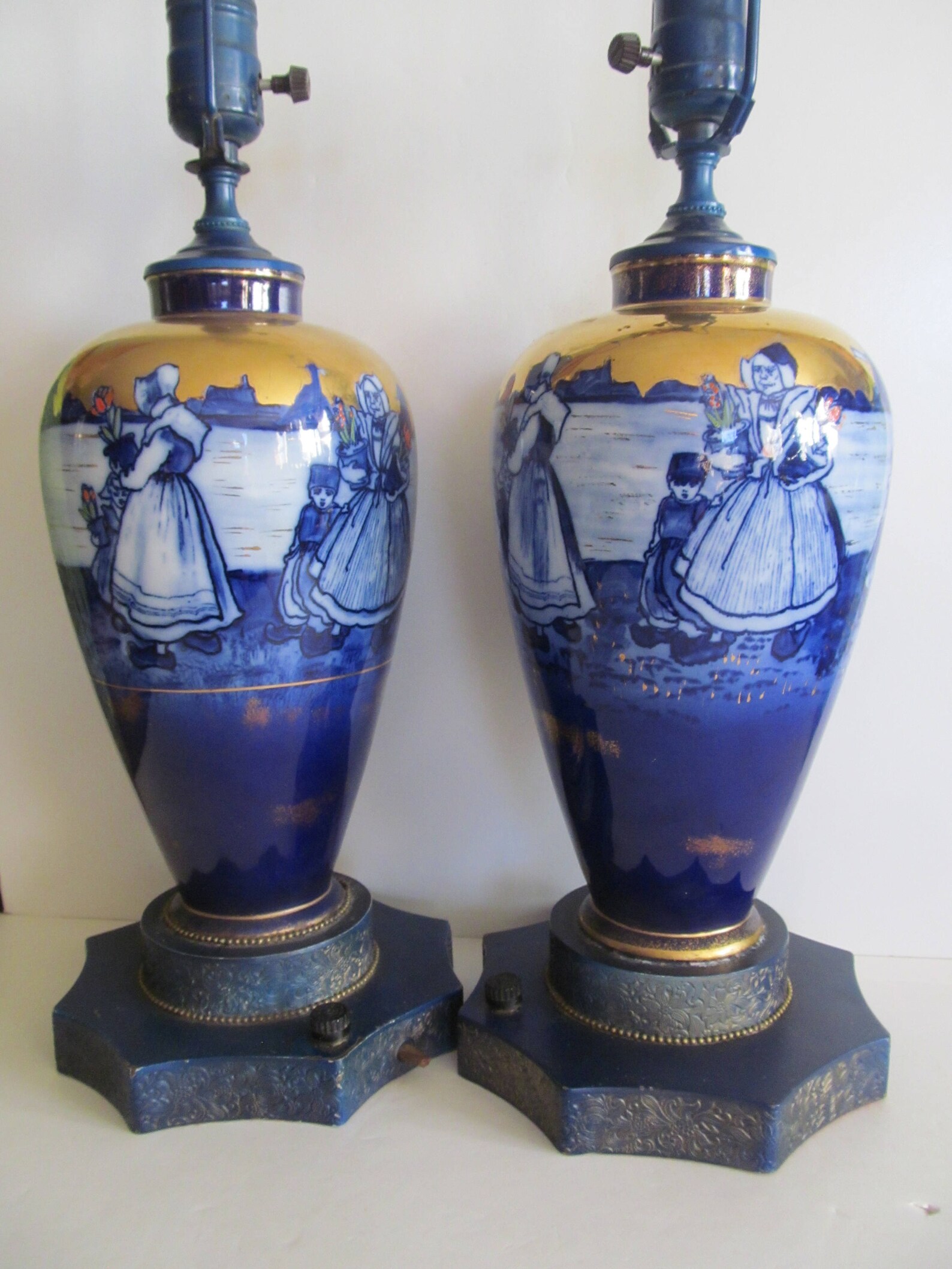 Pr of Flow Blue Lamps Flow Blue Delft Holland Lamps Blue Delft Lamps ...
