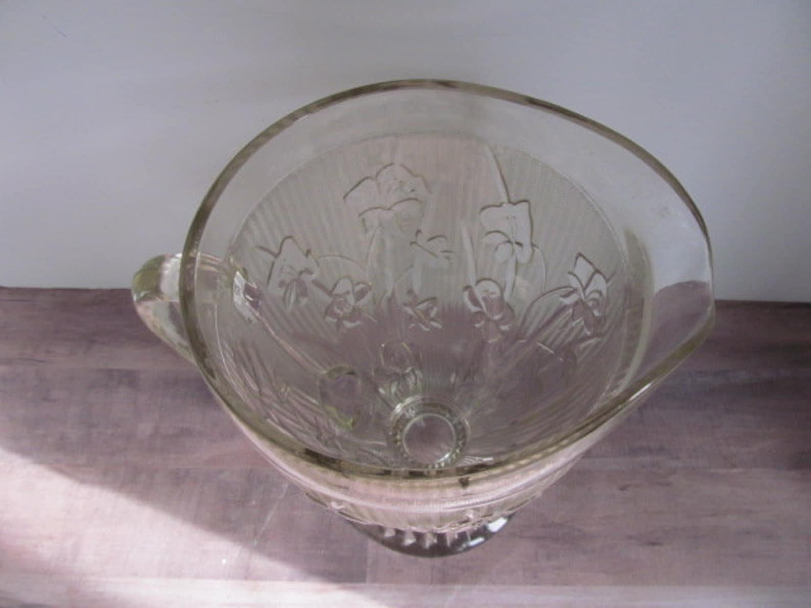 Clear Glass Iris Pitcher Herringbone Pattern Mid Century Glass - Etsy