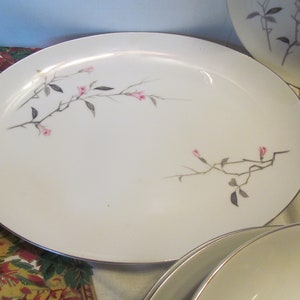 Cherry Blossom Dinnerware Set Mid Century Dining Decor Pink China Lg ...