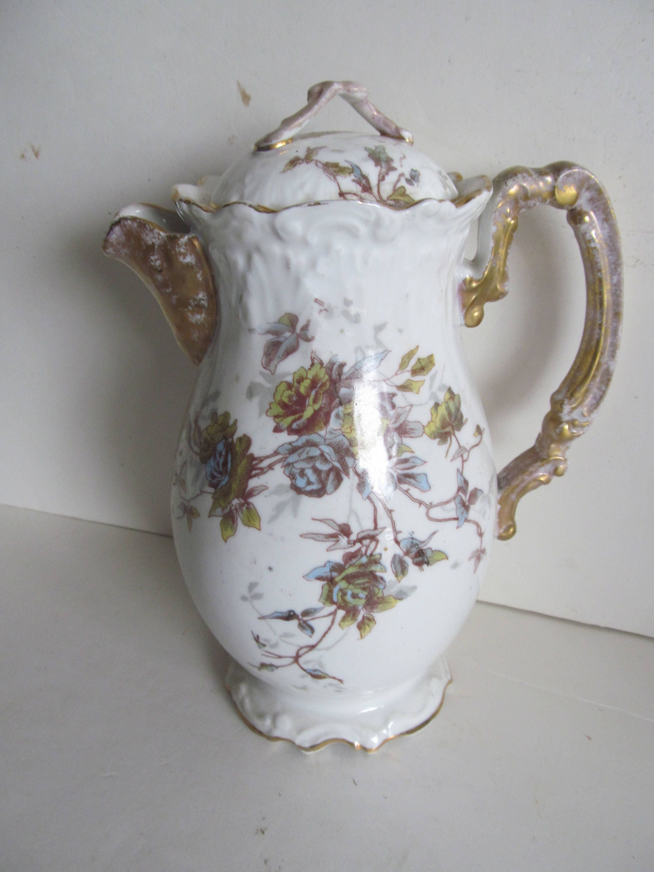 Beautiful Antique Limoges Chocolate Pot Blue Tea Pot Limoges Hand ...