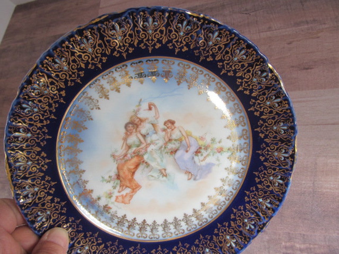 Victoria Carlsbad Austria Portrait Plate Flow Blue Cobalt Blue - Etsy