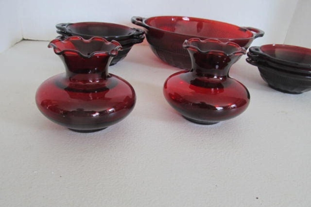 2 Ruby Red Vases Floral Vase Ruby Anniversary Gift Idea Birthday Ruby ...