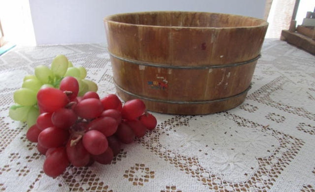 Antique Wooden Staved Bucket Pantry Dry Goods Mercantile Storage ...