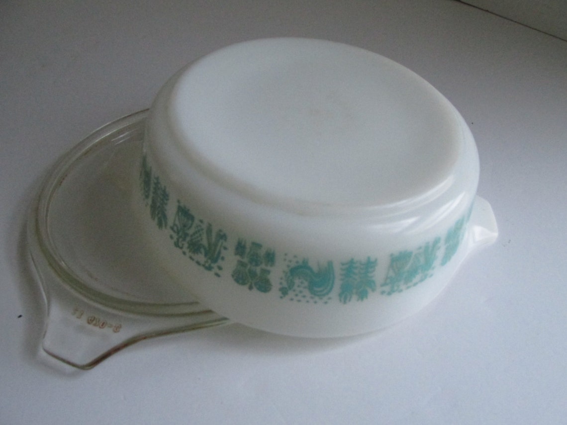 Pyrex Butter Print Casserole Turquoise White Covered Casserole | Etsy